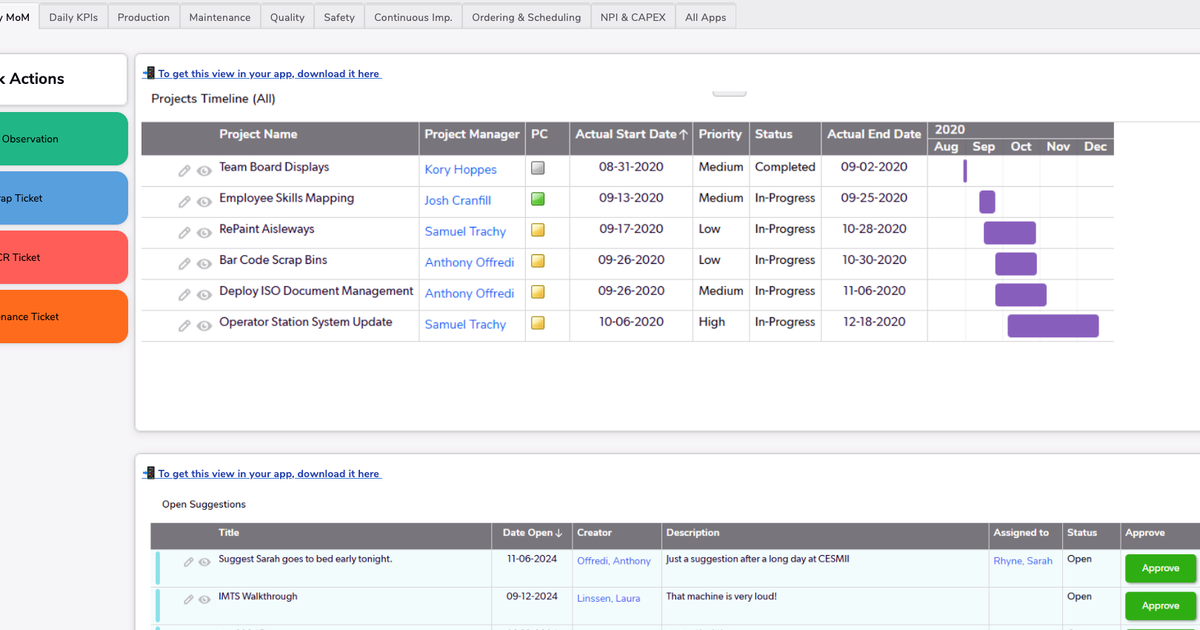 Manufacturing Operations Management | Quickbase